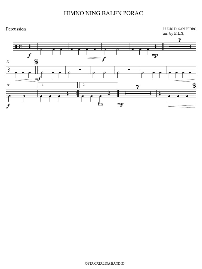 Himno Ning Porac - Percussion | PDF