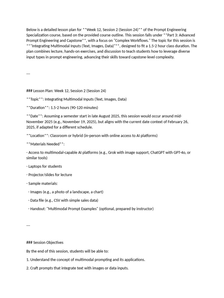 Week 12 Session 2 Lesson Plan | PDF | Artificial Intelligence | Intelligence (AI) & Semantics