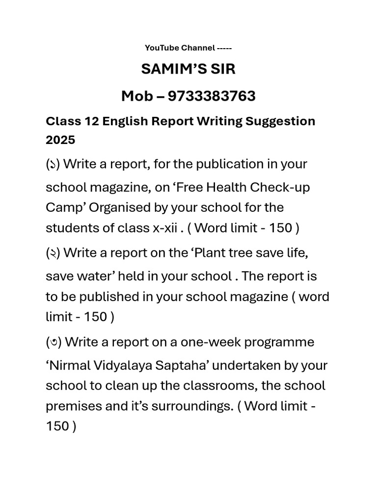 Class 12 Report & Letter Writing Guide | PDF