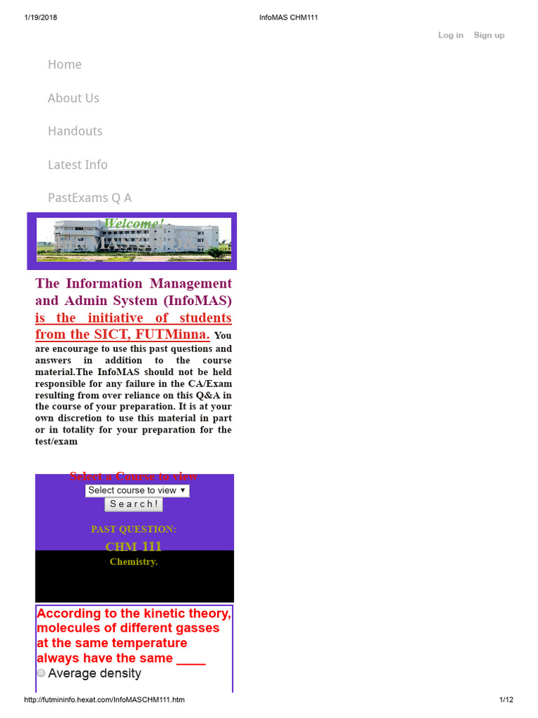 CHM101 Infomas PQ | PDF | Ph | Acid