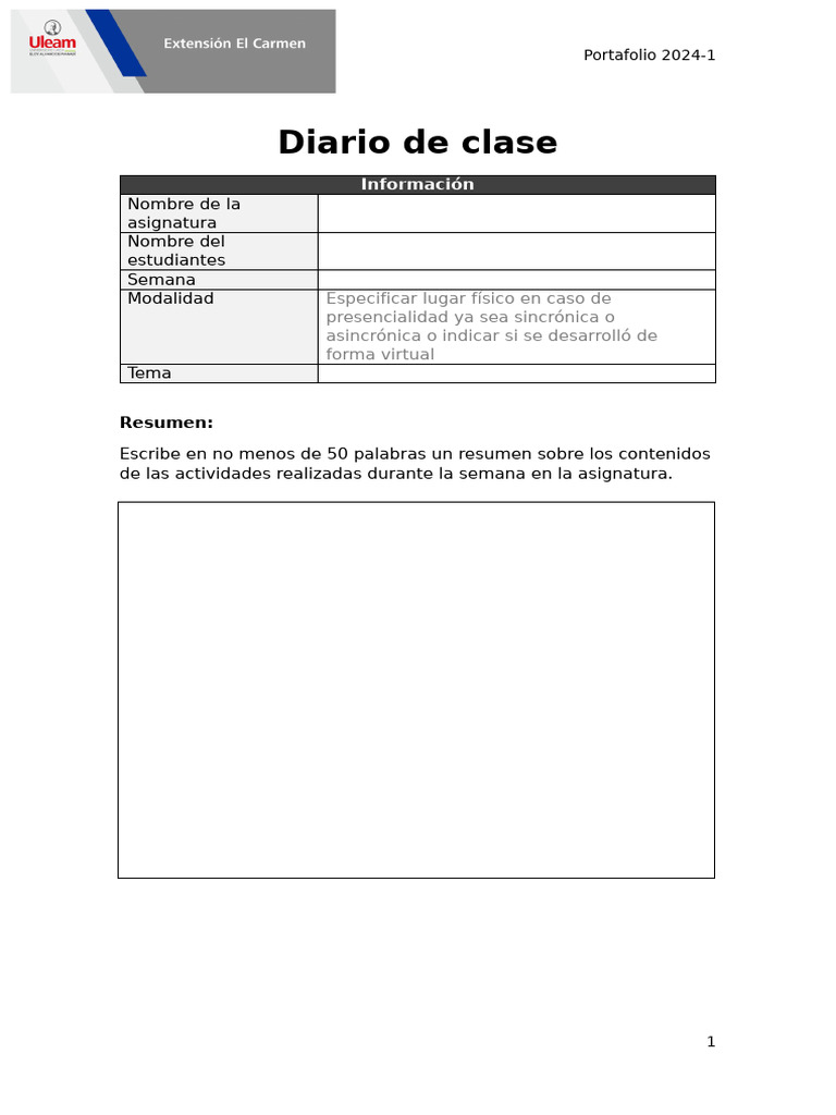 Diario de Clase | PDF