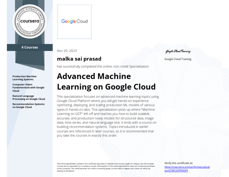 Advanced Machine Learning On Google Cloud | PDF
