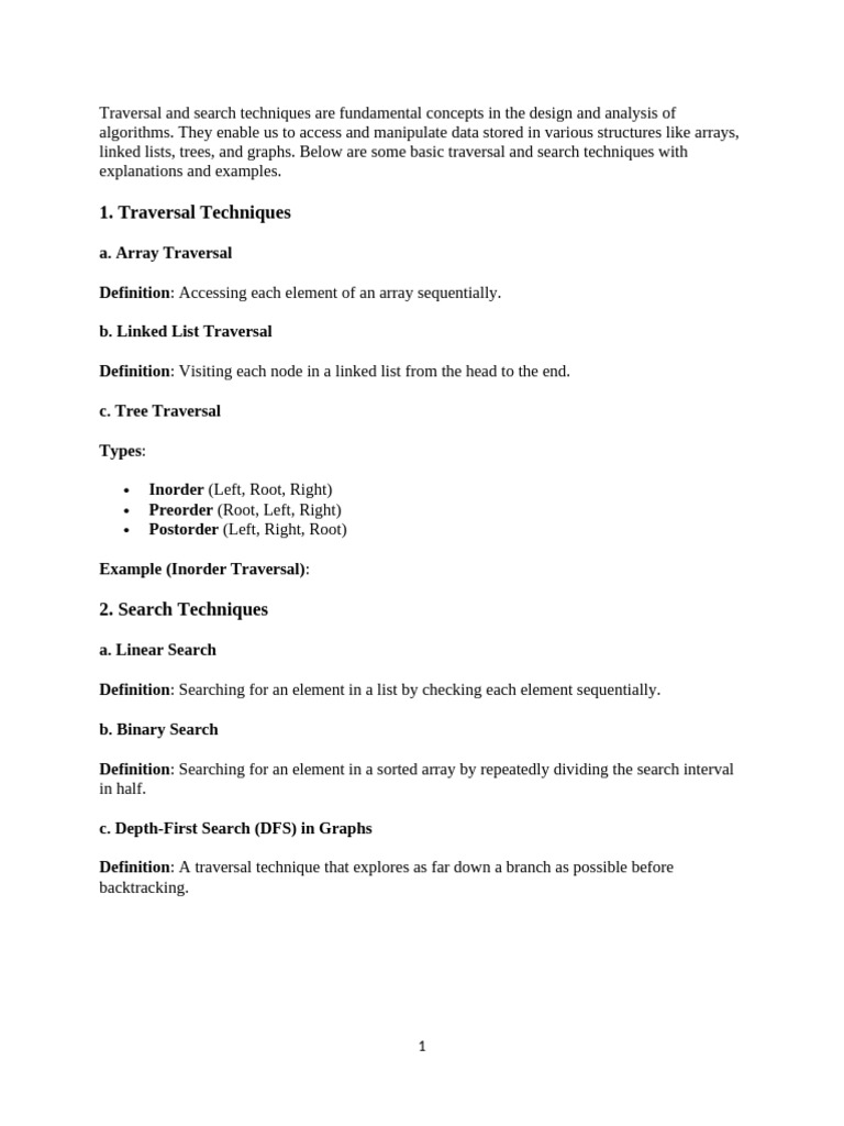 Algorithm Traversal Techniques | PDF | Algorithms | Algorithms And Data ...