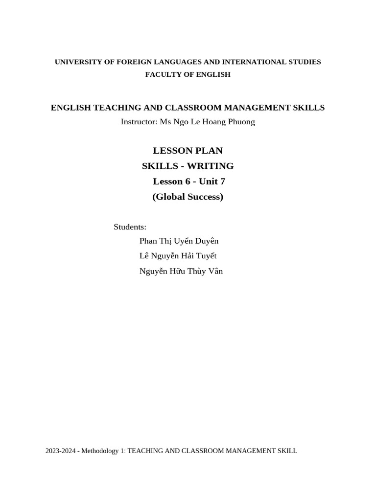 Writing - LESSON PLAN GRADE 10 1 | PDF | Lesson Plan | Vietnamese People