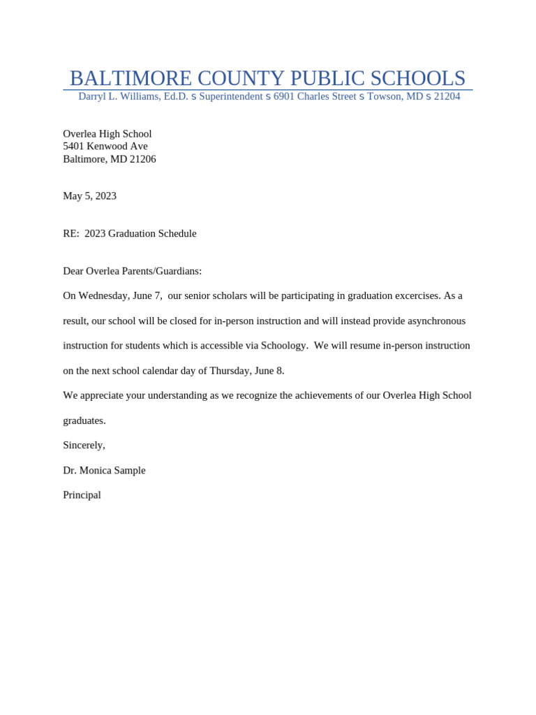 2023 Graduation Announcement Letter | PDF