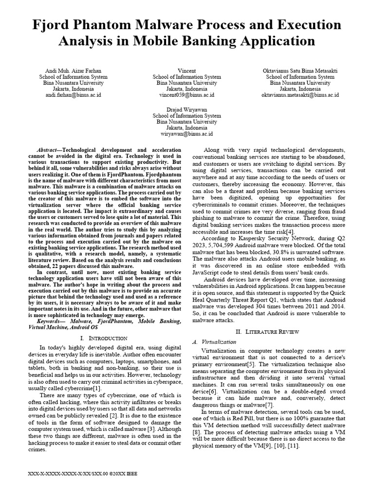 Fjord Phantom Malware Process and Execution Analysis in Mobile Banking Application PDF | PDF ...