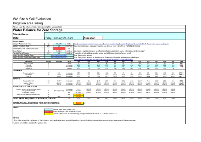 Water Balance Spreadsheet - DOHWA | PDF | Surface Runoff | Earth Sciences