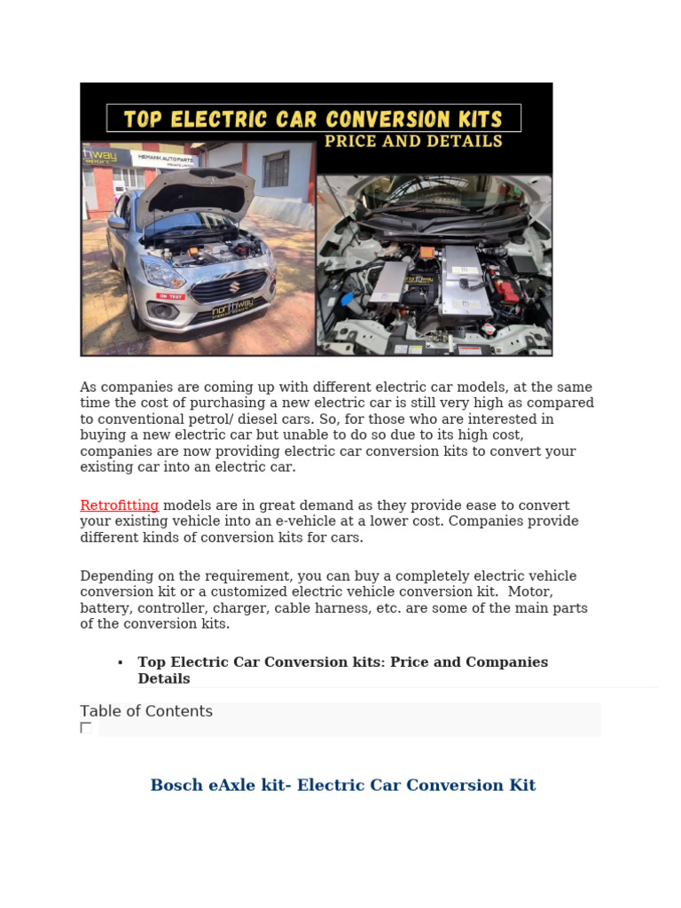 Pure Electric Retro Fitment | PDF | Electric Car | Electric Vehicle