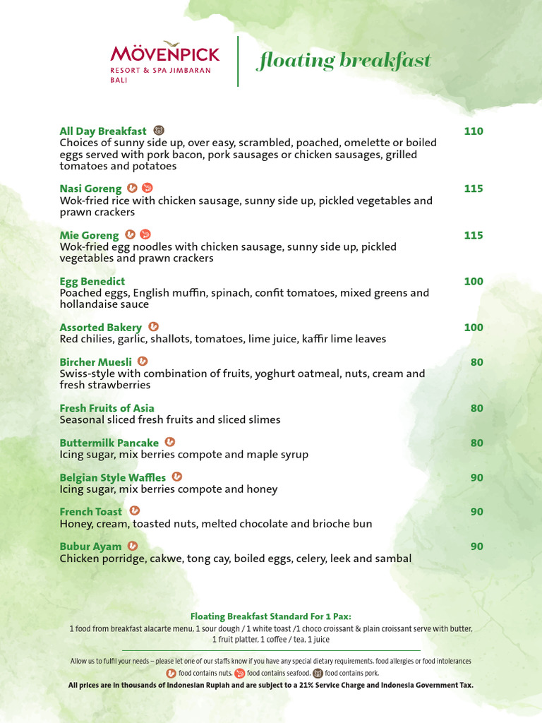 Movenpick Floating Breakfast Menu | PDF | Foods | Cuisine