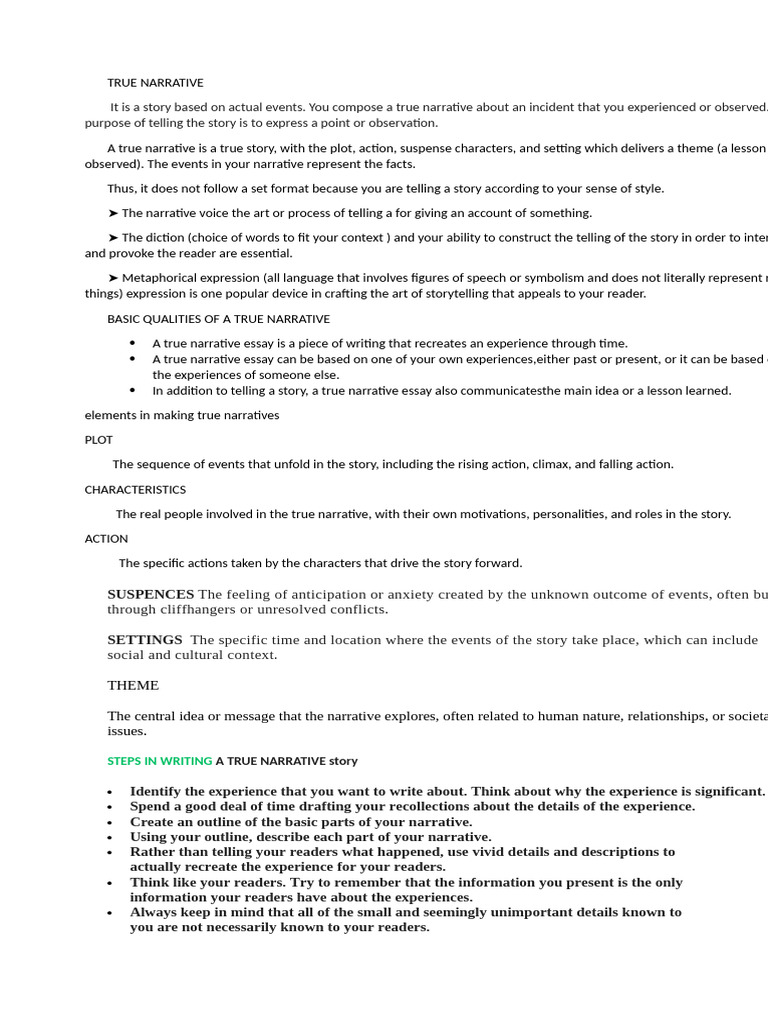 Crafting True Narrative Essays | PDF | Narrative | Essays