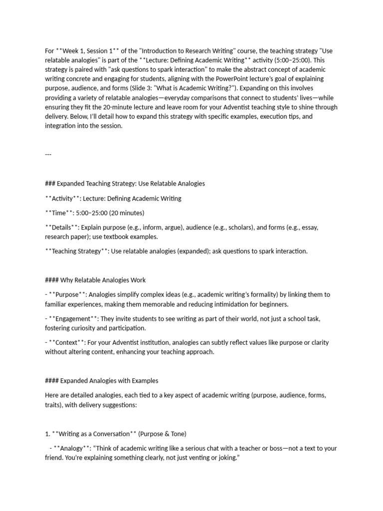 Using Analogies in Academic Writing | PDF | Lecture | Analogy