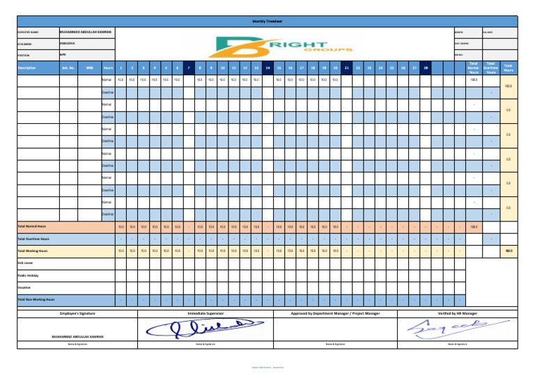 Muhammad Abdullah Kamran- Feb-25 (Timesheet ) | PDF | Overtime | Business