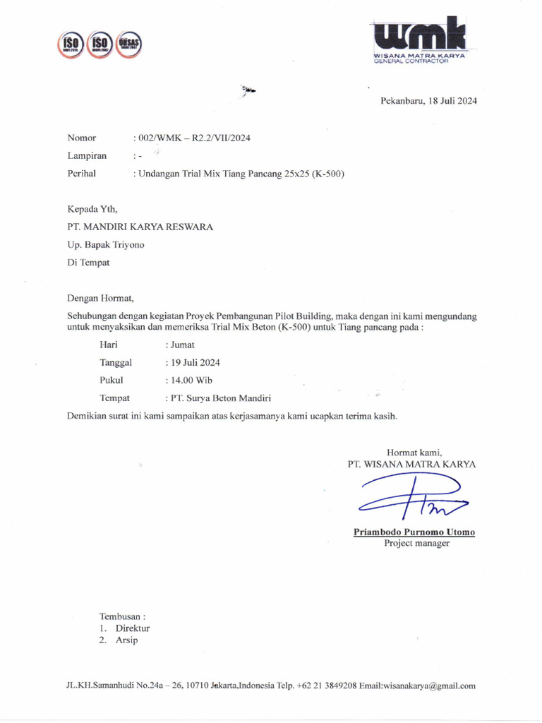 surat undangan trial mix | PDF