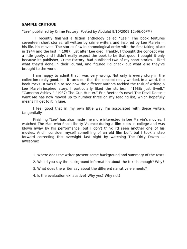 Review of "Lee" Crime Anthology | PDF