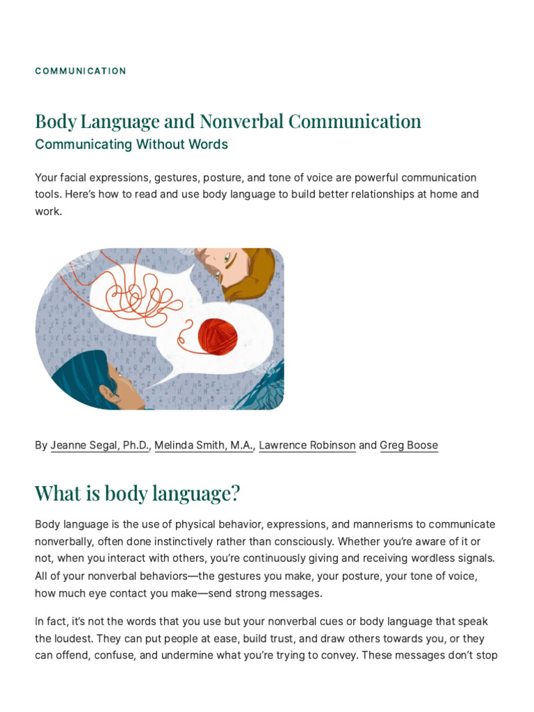 Body Language and Nonverbal Communication | PDF | Nonverbal ...