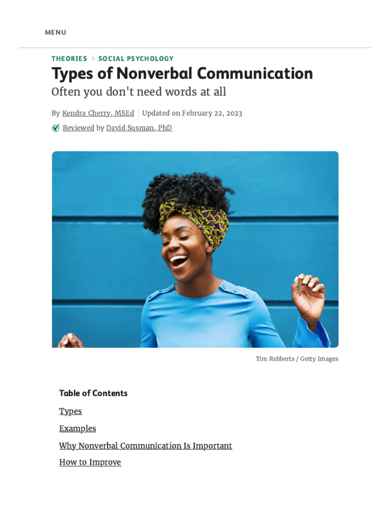 9 Types of Nonverbal Communication | PDF | Nonverbal Communication | Body Language
