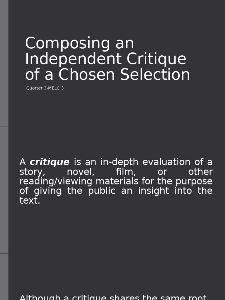 Guide to Writing an Effective Critique | PDF | Narrative | Evaluation