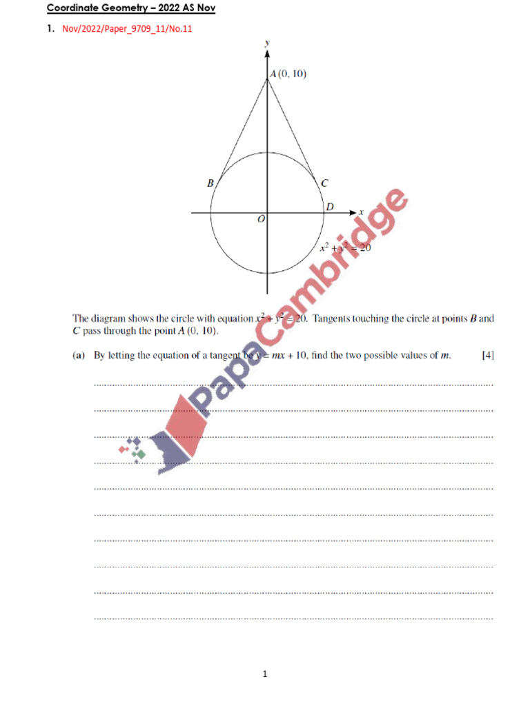 Coordinate Geometry 2022 Nov As Math | PDF