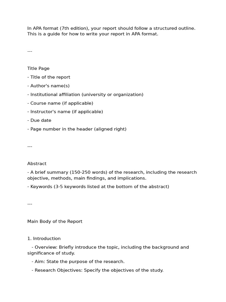 APA Format Report Writing | PDF | Statistics | Apa Style