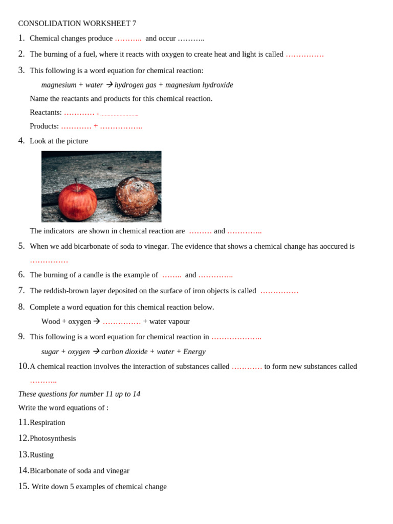 CONSOLIDATION WORKSHEET 7 | PDF