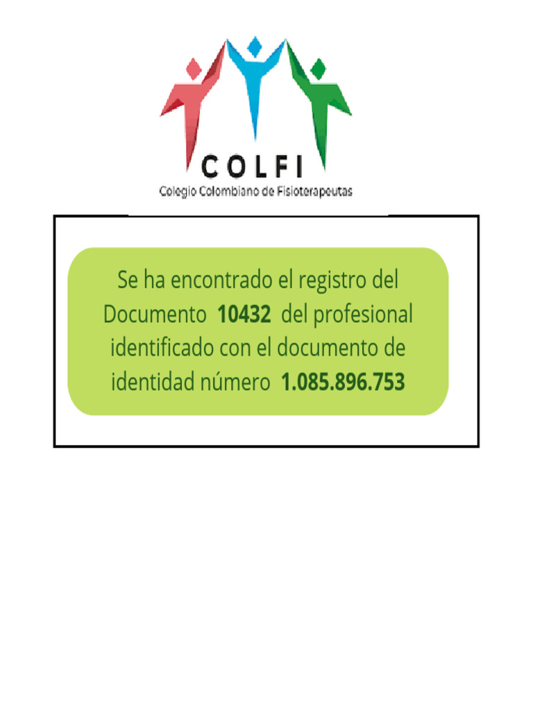 Registro Documento 10432 Profesional ID 1.085.896.753 | PDF