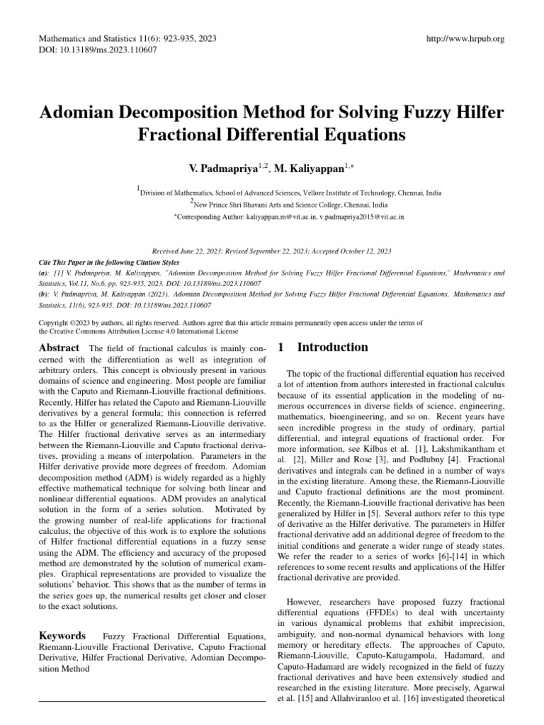 Adomian Decomposition Method For Solving Pdf Derivative Numerical Analysis