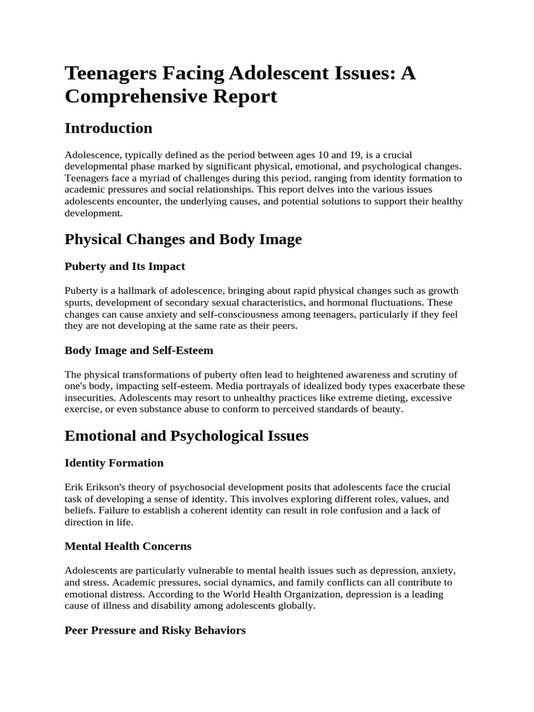 Teenagers Facing Adolescent Issues | PDF | Adolescence | Mental Health