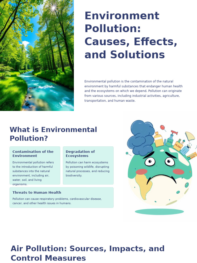 Environment Pollution Causes Effects and Solutions | PDF | Pollution ...