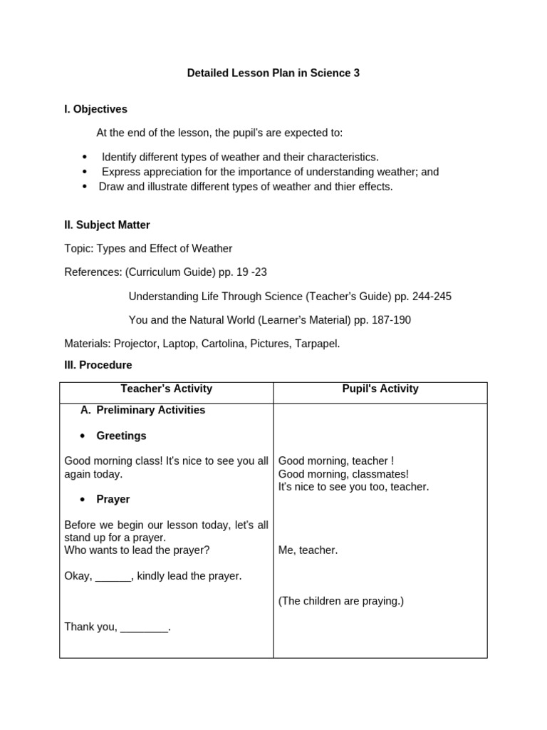 Types of Weather Lesson Plan | PDF | Wound | Weather