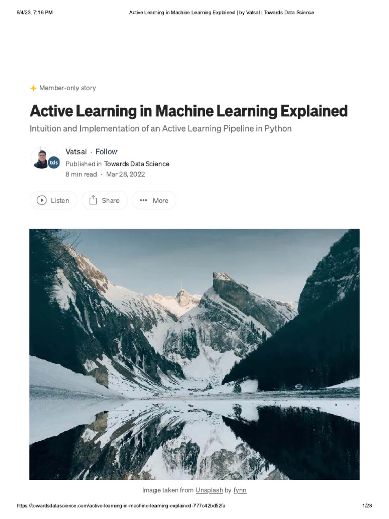 Active Learning in Machine Learning Explained - by Vatsal - Towards Data Science | PDF