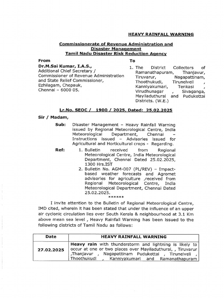 Heavy Rainfall Alert - 25.02.2025 | PDF