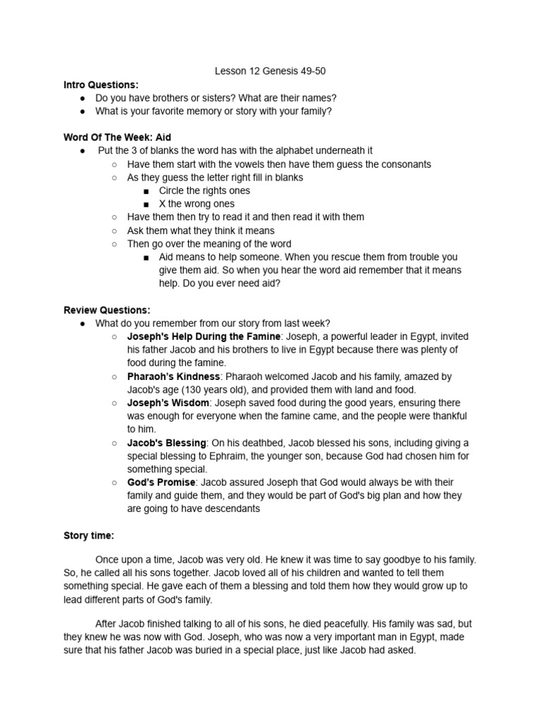 Lessons from Genesis 49-50 | PDF | Jacob