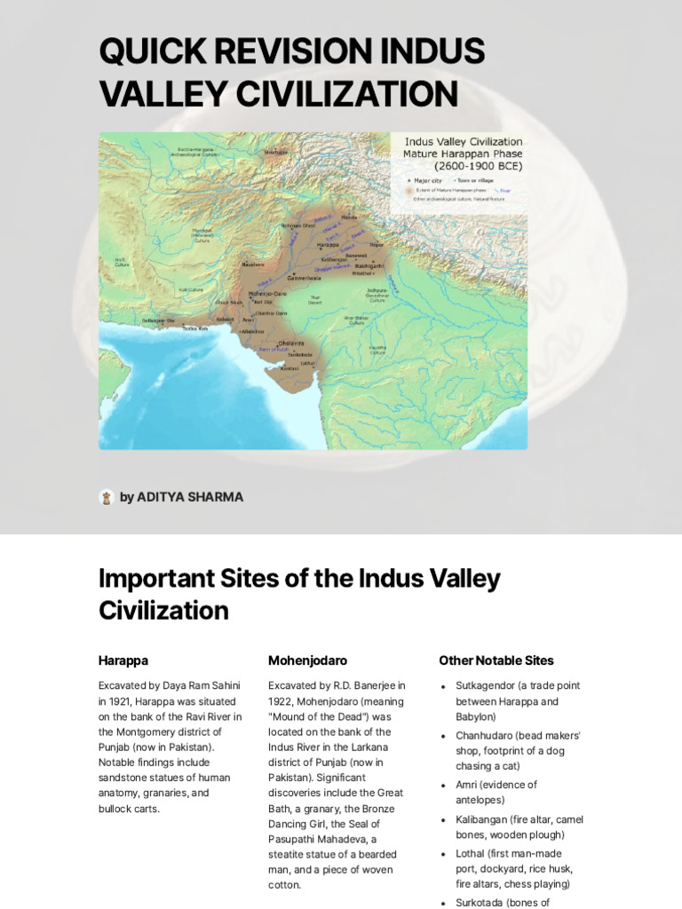Quick Revision Indus Valley Civilization | PDF | Indus River