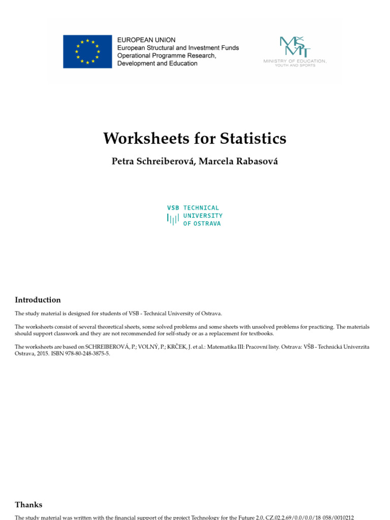 Statistics Workbook | PDF | Probability Distribution | Measure Theory