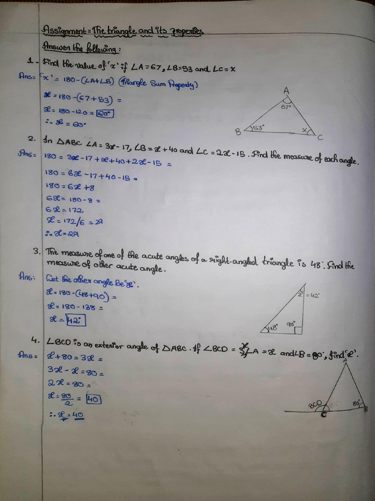 Triangle and Its Properties Assignment Nimall.K 7E | PDF
