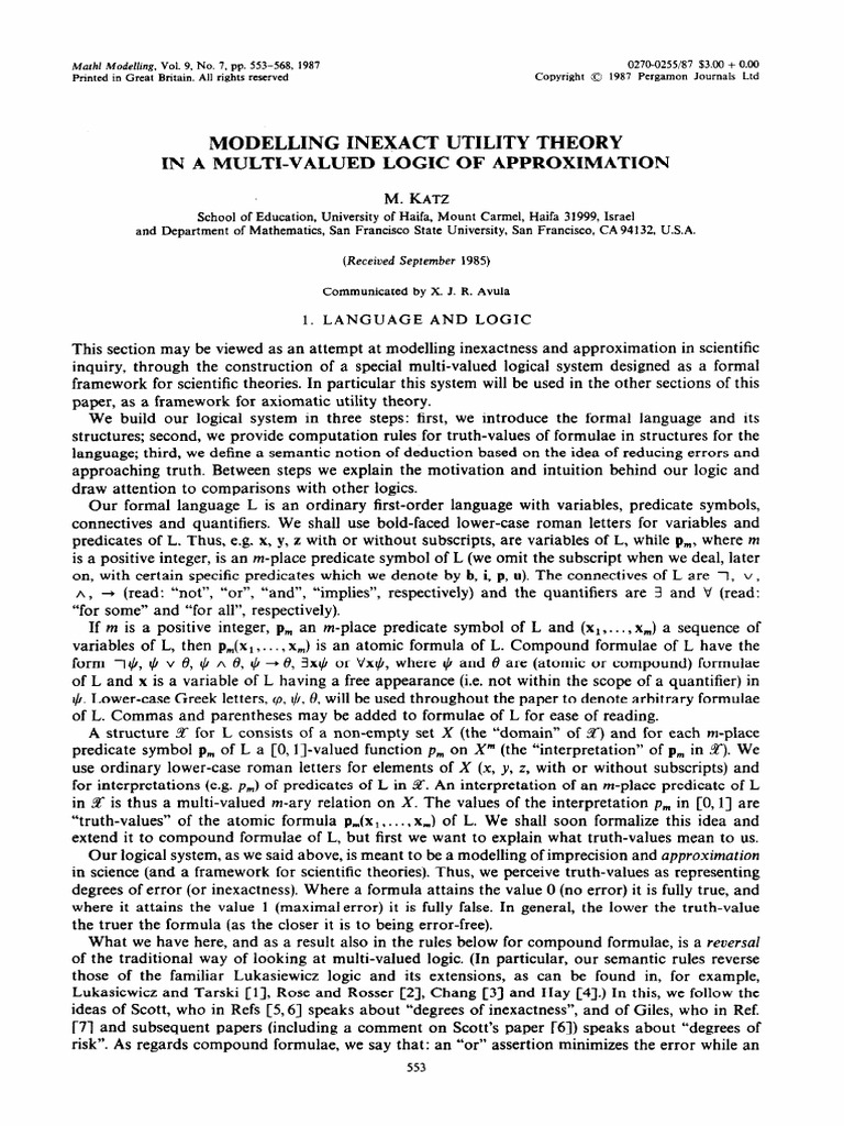 1 s2.0 0270025587900637 Main | PDF | First Order Logic | Interpretation ...