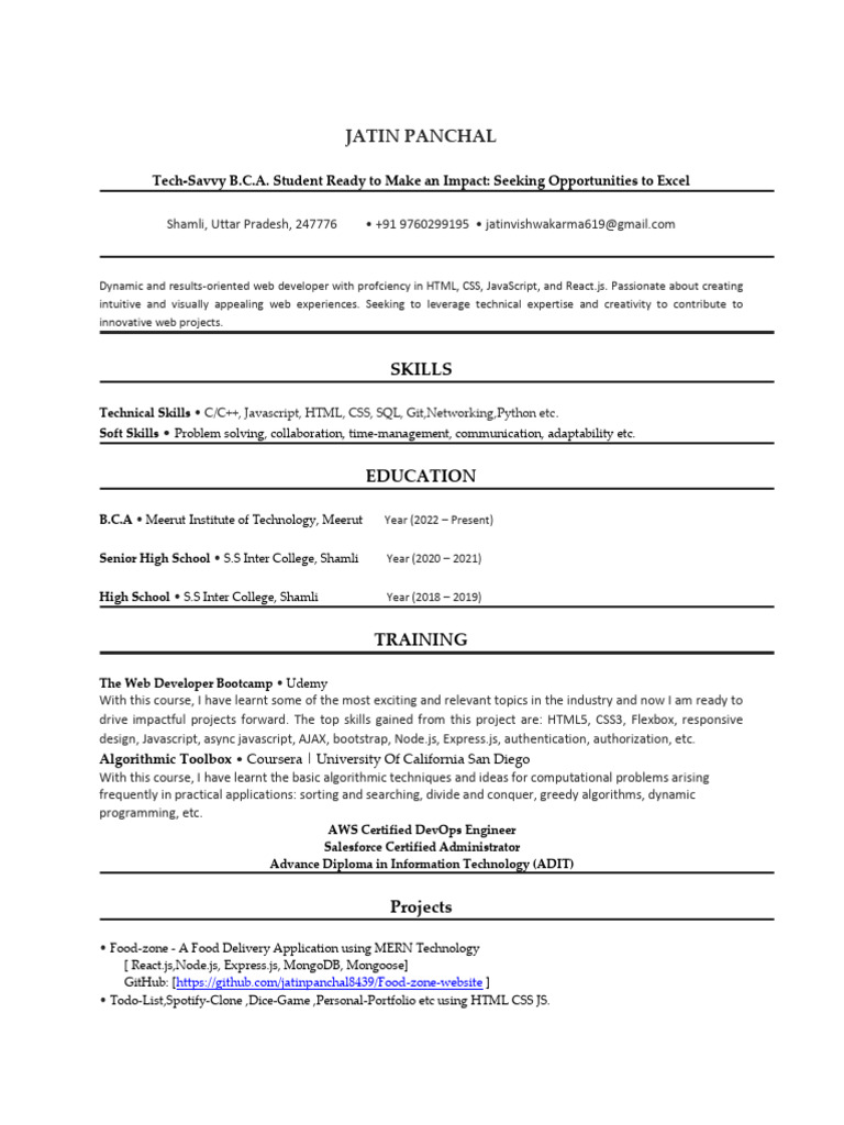 Jatin Panchal Resume | PDF
