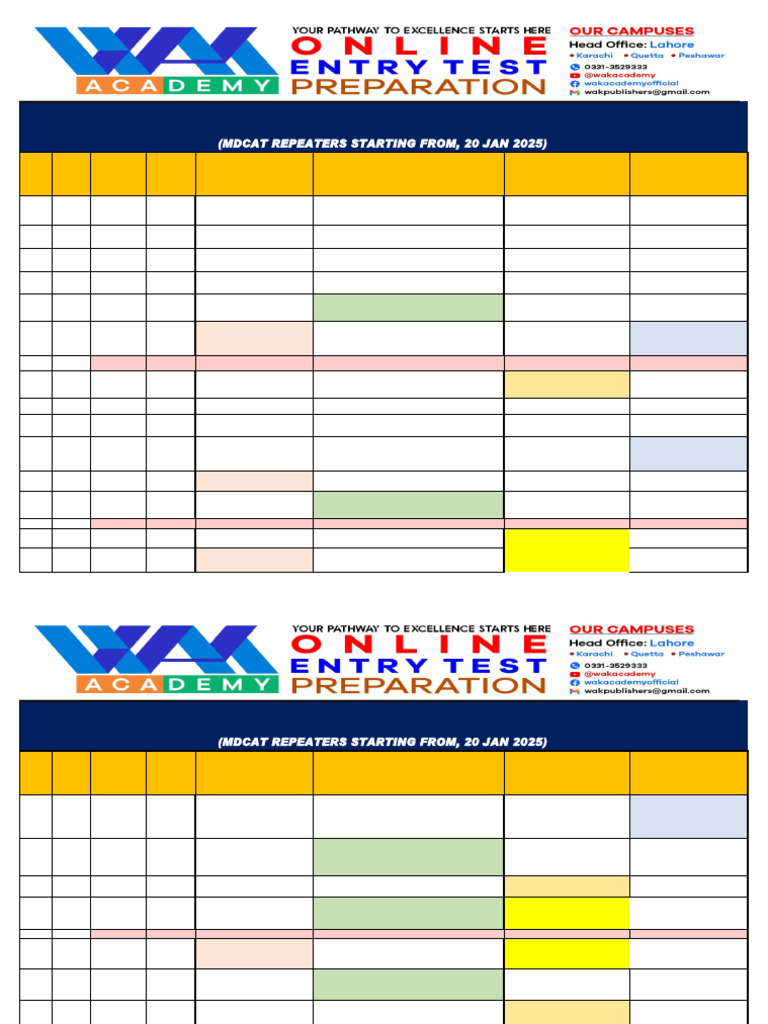 MDCAT ONLINE REPEATER UPDATED SCHEDULE | PDF | Chemical Bond | Gases