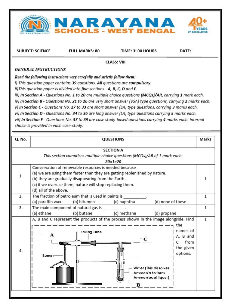 VIII_SCIENCE_QP | PDF | Reflection (Physics) | Mirror