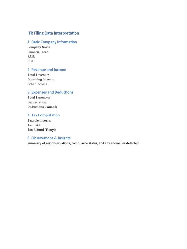 ITR Filing Interpretation Template | PDF