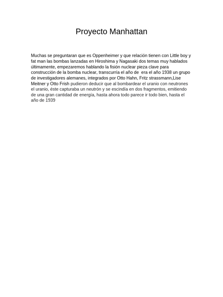 Proyecto Manhattan | PDF