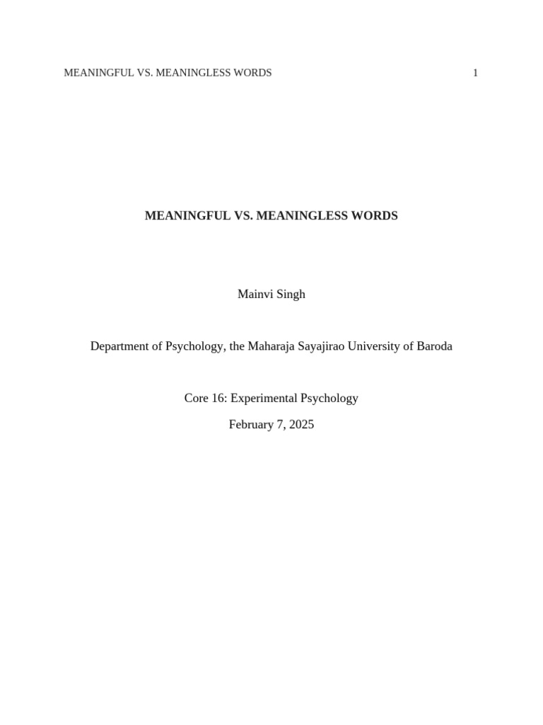 Comparing Meaningful and Meaningless Words | PDF | Learning | Motivational
