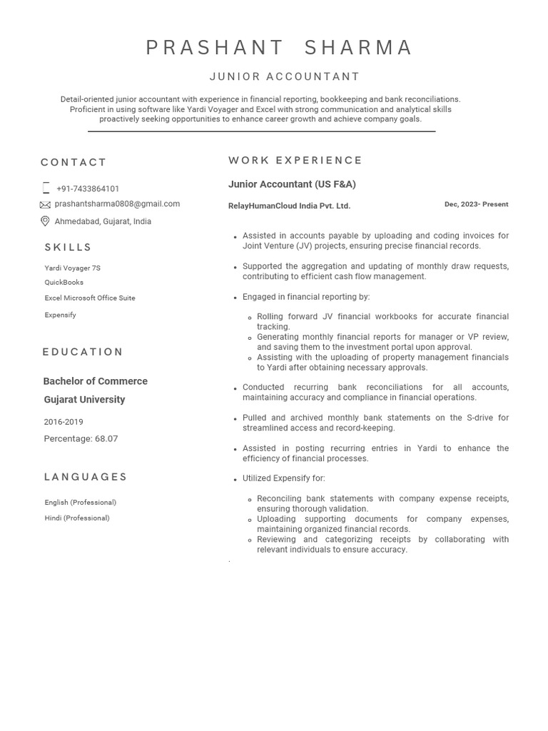 Prashant - Sharma Resume PDF | PDF | Accounts Payable | Business