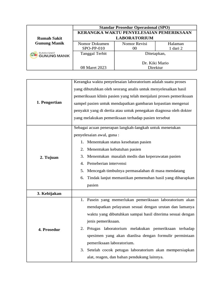 Spo Kerangka Waktu 010 (PP) | PDF