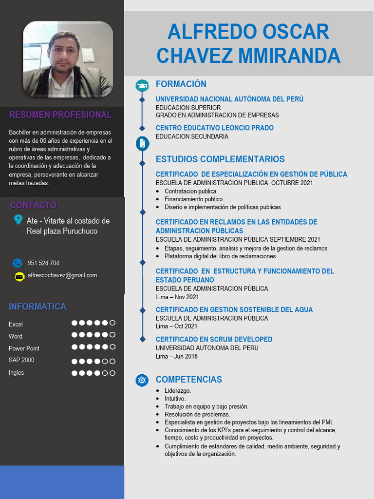 Curriculum Alfredo Chavez 2024 | PDF | Administración Pública | Perú