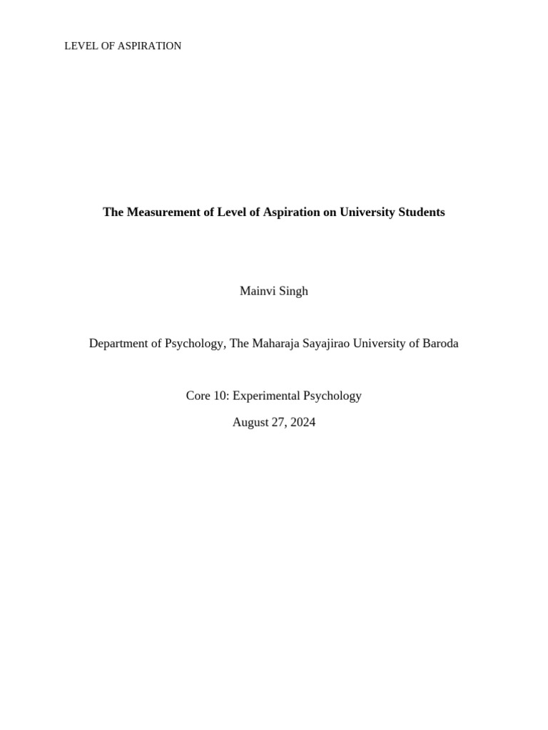 The Measurement of Level of Aspiration On University Students | PDF ...