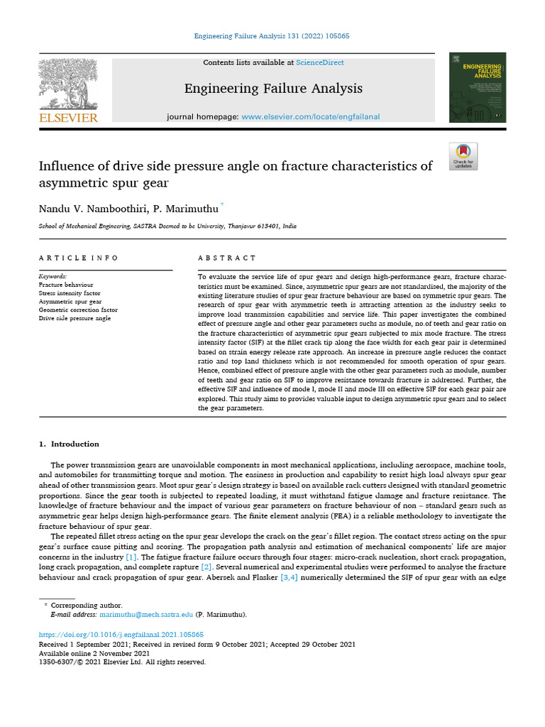 Influence of Drive Side Pressure Angle On Fracture Characteristics of ...