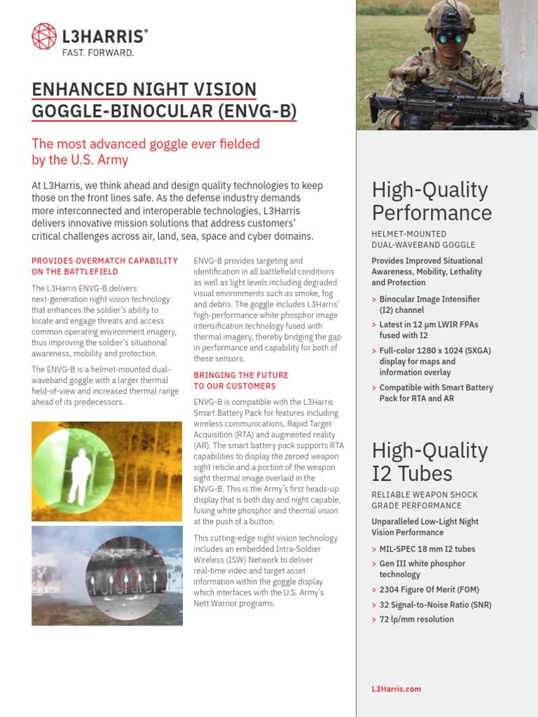 L3harris Envg B Enhanced Night Vision Goggle Binocular Sell Sheet Cs ...