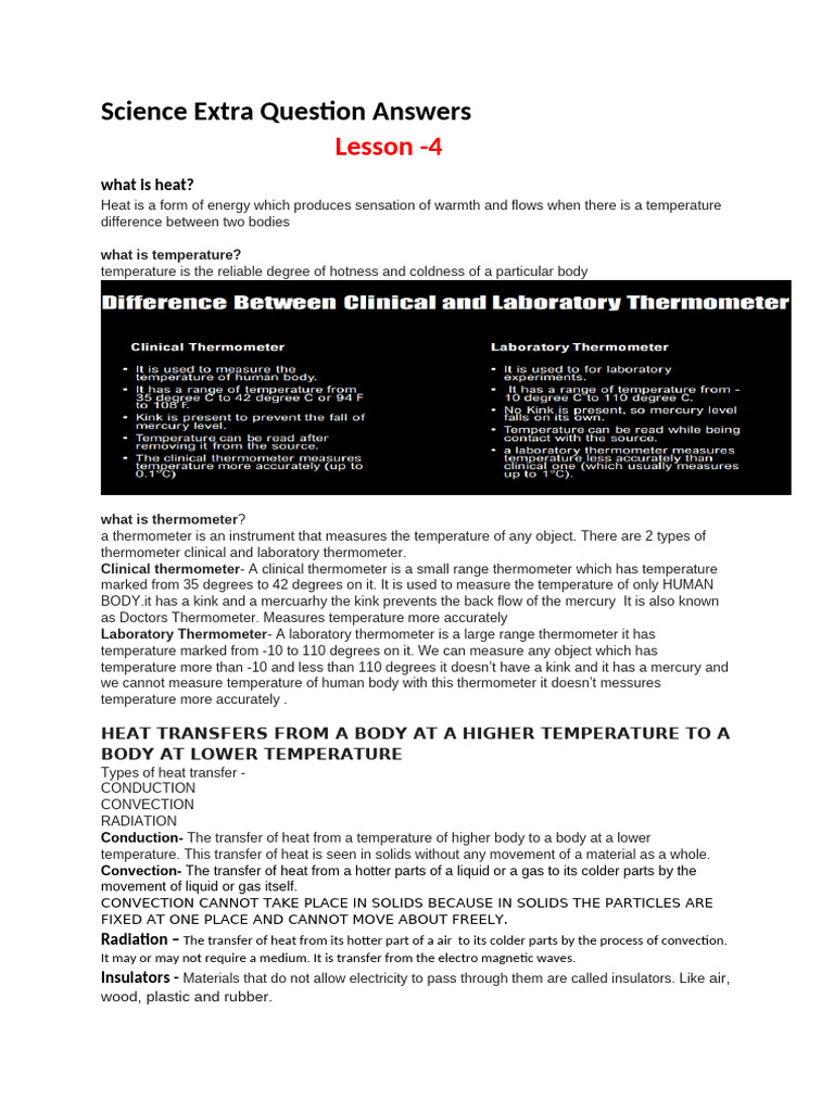 Heat, Temperature, and Thermometers Explained | PDF | Heat Transfer | Temperature