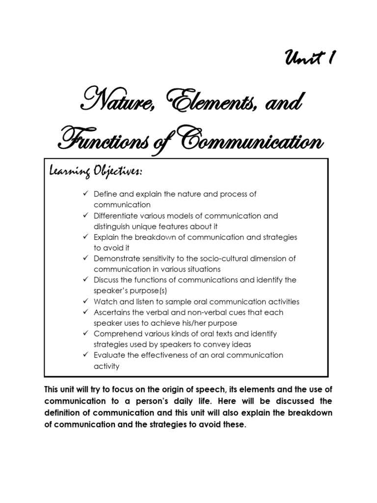 Unit-1-ORAL-COM | PDF | Communication | Nonverbal Communication